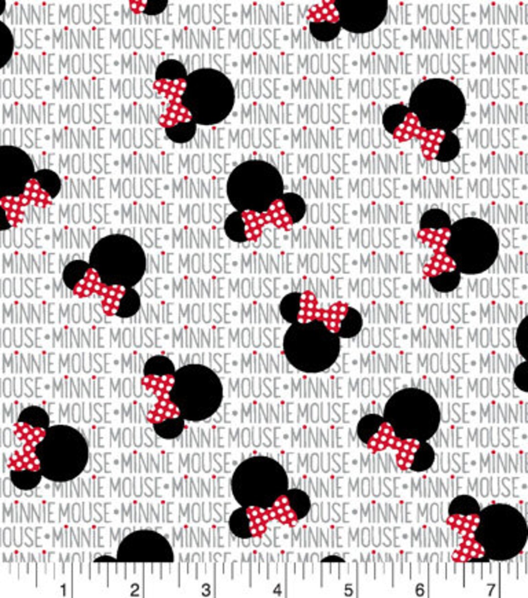 Minnie Mouse Fabric by the Cut Cartoon Print 100% Quilting Cotton Grey ...