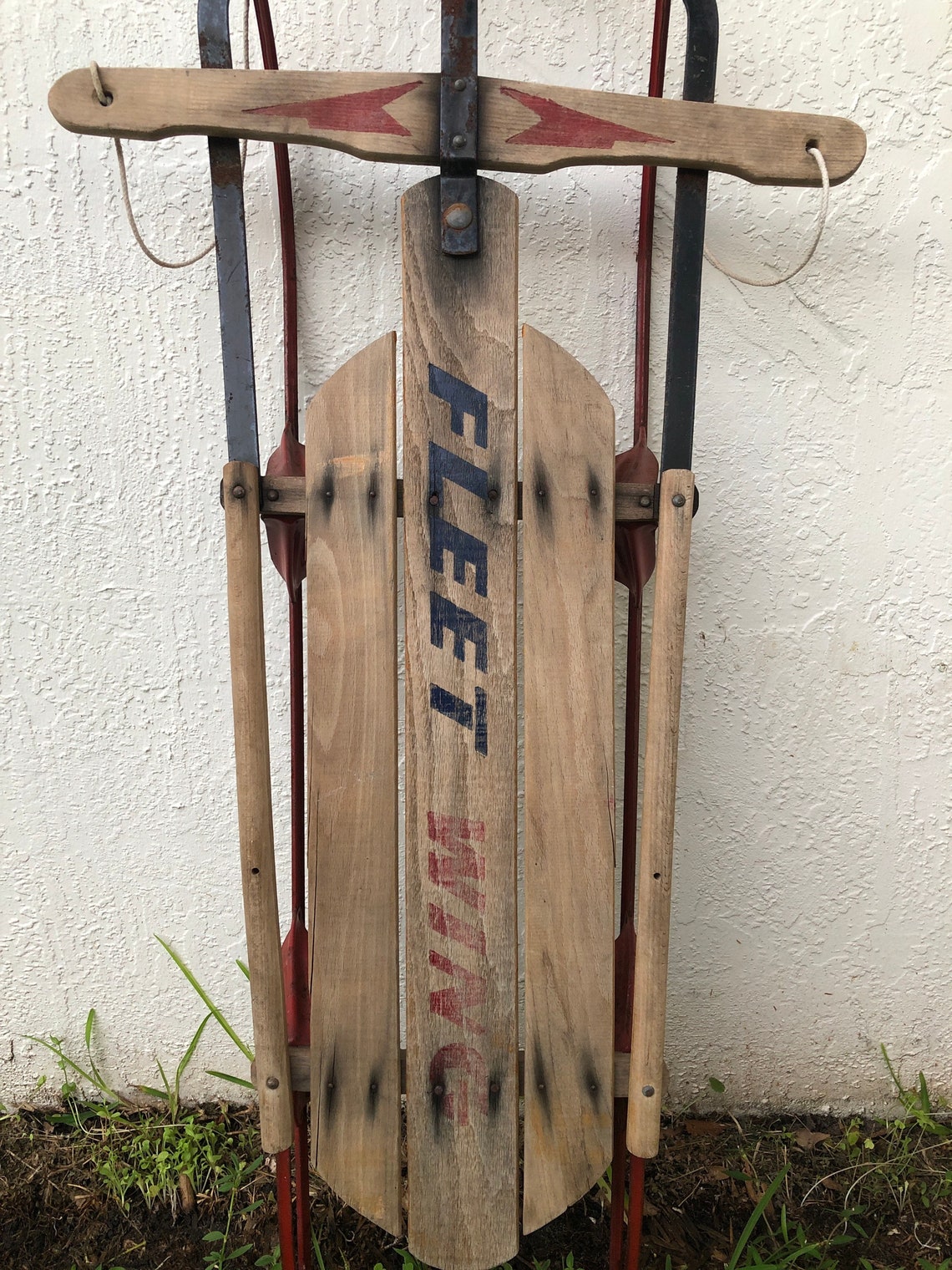 Vintage Fleet Wing Wood Snow Sled Children's Toy Red | Etsy
