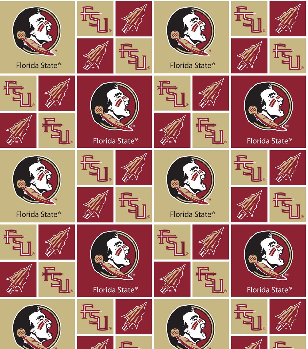 FSU Florida State University Fabric by the Cut | Sports Print | 100% ...