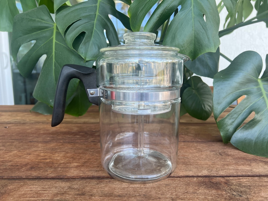 Vintage Pyrex Flameware Coffee Percolator | Bakelite Handle | Clear ...