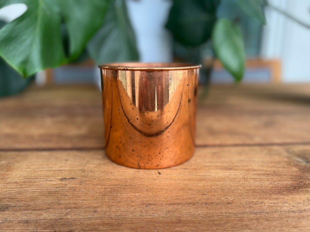 Vintage Solid Copper Planter Medium Pot Outdoor Patina Farmhouse Decor ...