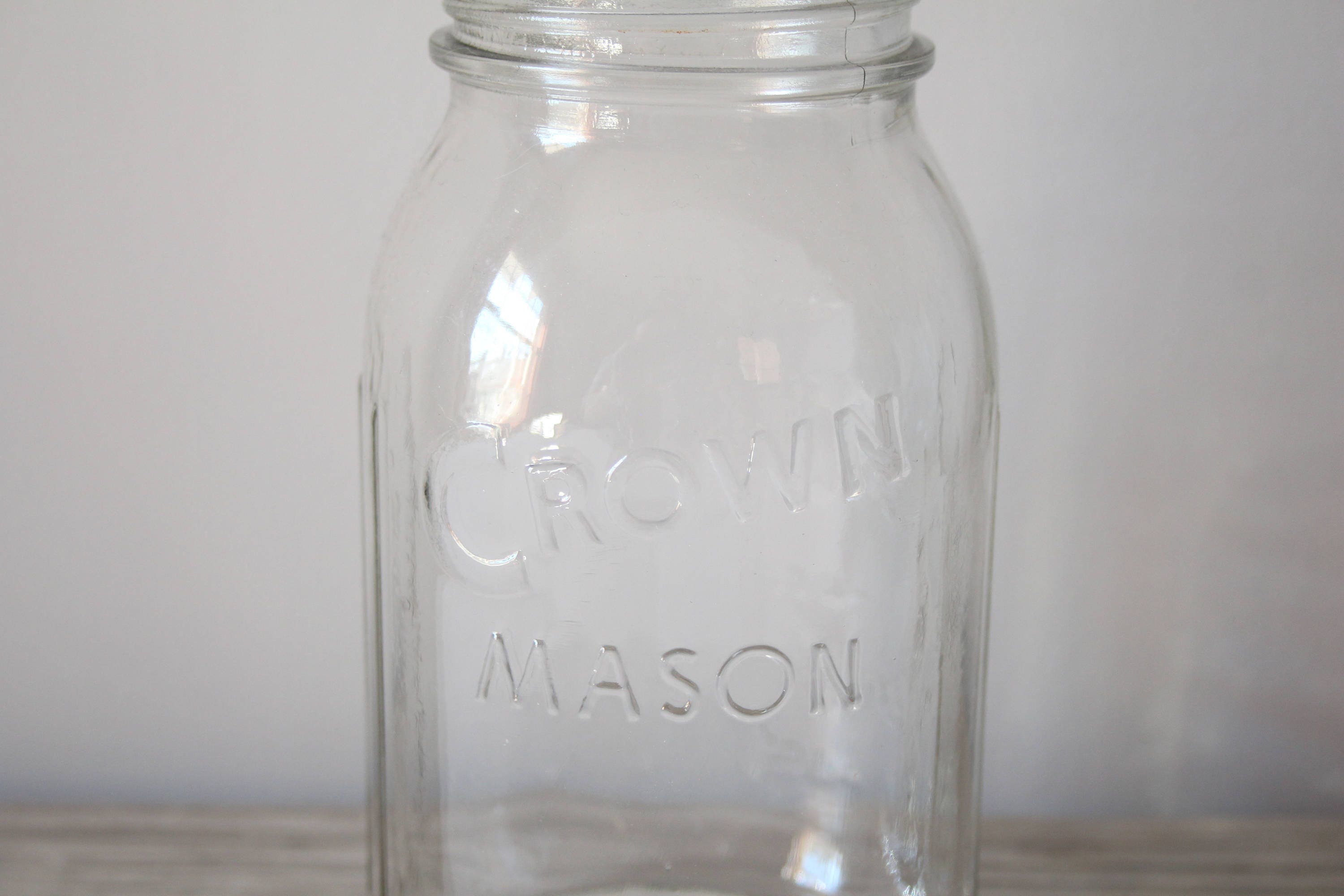 Vintage Glass Crown Mason Quart Jar Clear Container Embossed | Etsy