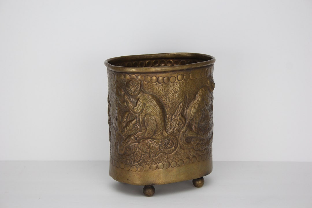 Vintage Brass Planter | Castilian Imports | Monkeys | Jungle | Apes ...