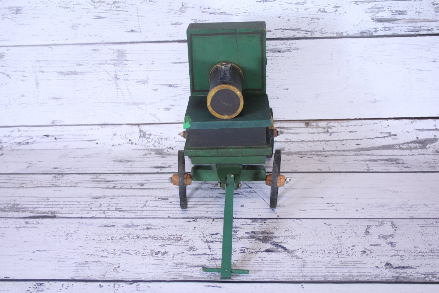 Vintage Solid Wood Train Toy Pull Car Classic Green Railroad | Etsy
