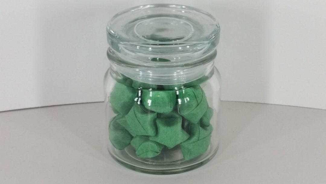 Small Round Glass Jar With Lid - Custom Handmade Paper Origami Stars - Etsy