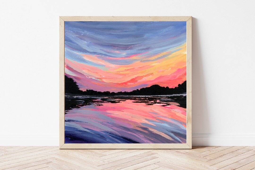 Cotton Candy Sunset Fine Art Print: Abstract Lake House Landscape - Etsy