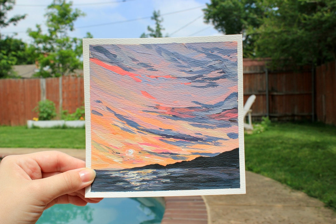 Lake Superior Sunset, Original Acrylic Painting on Paper, Great Lakes ...