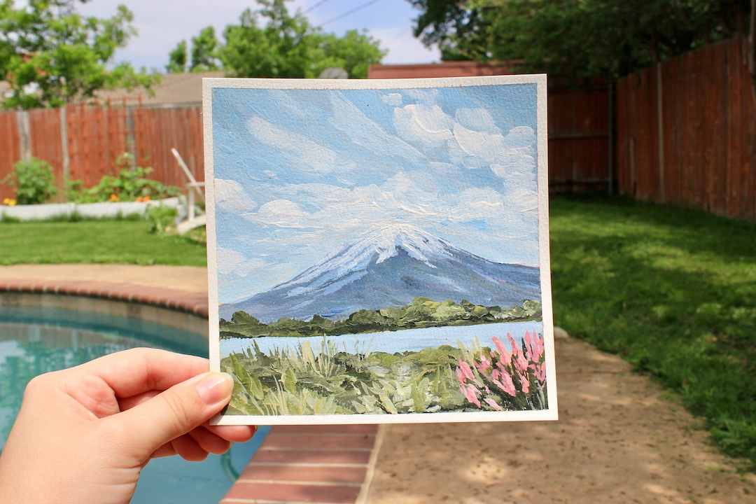 Mount Fuji Japan Landscape Painting on Paper, Japanese Wall Art, Fuji ...