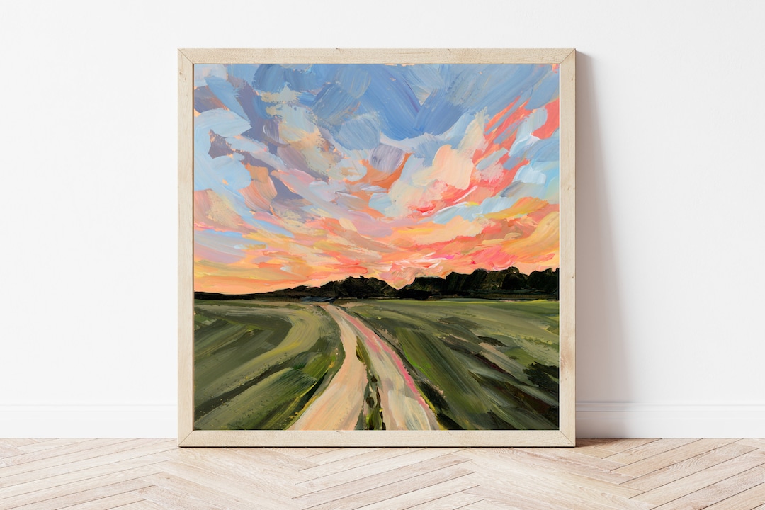 Rural Oklahoma Sunset Fine Art Print, Rural Landscape Painting ...