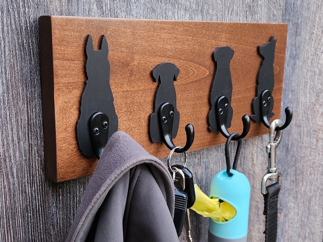 Sitting Dog Silhouette Leash Holder - Dog Leash Hooks - Key Hooks ...