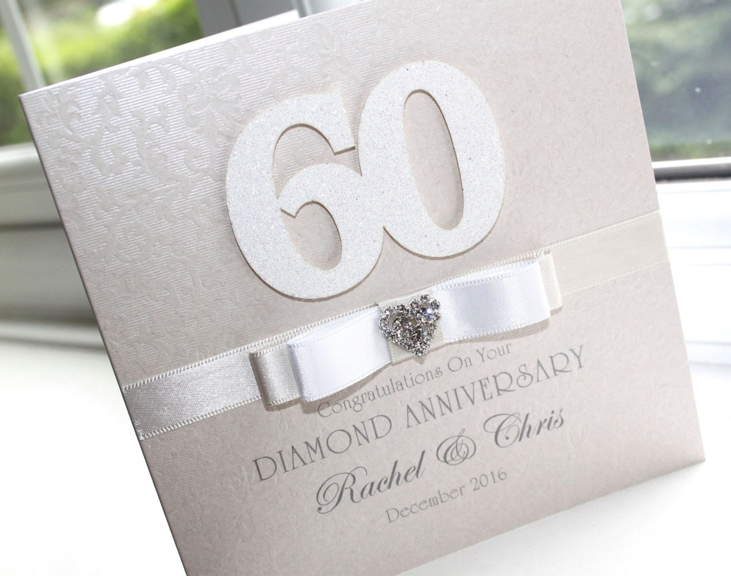Personalised Handmade Diamond 60th Wedding Anniversary Card By Etsy