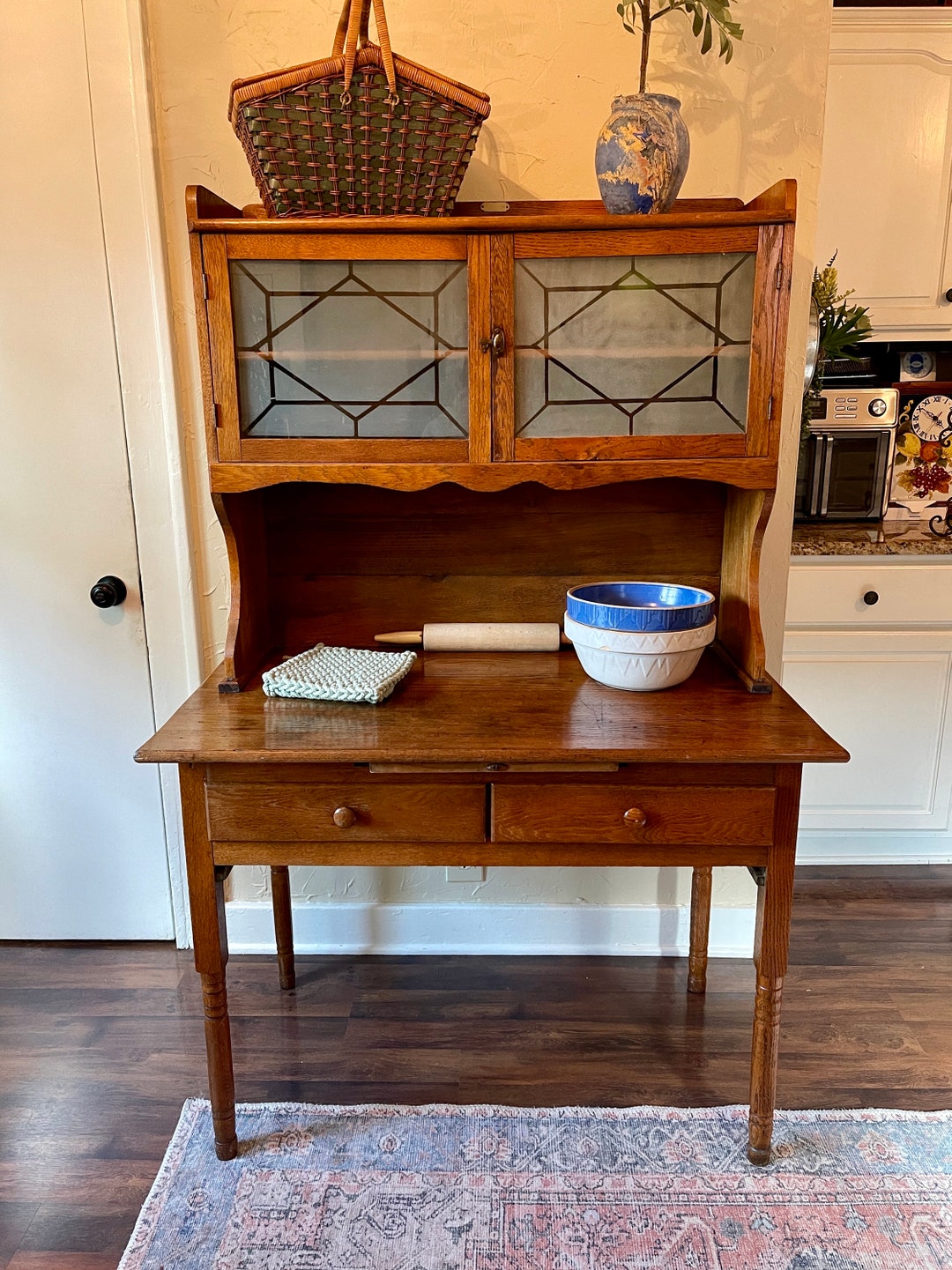 Antique Solid Wood Kitchen Work Table and Cabinet - Etsy