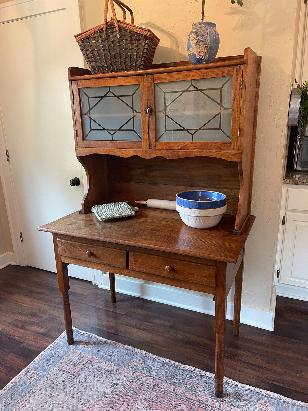 Antique Solid Wood Kitchen Work Table and Cabinet - Etsy