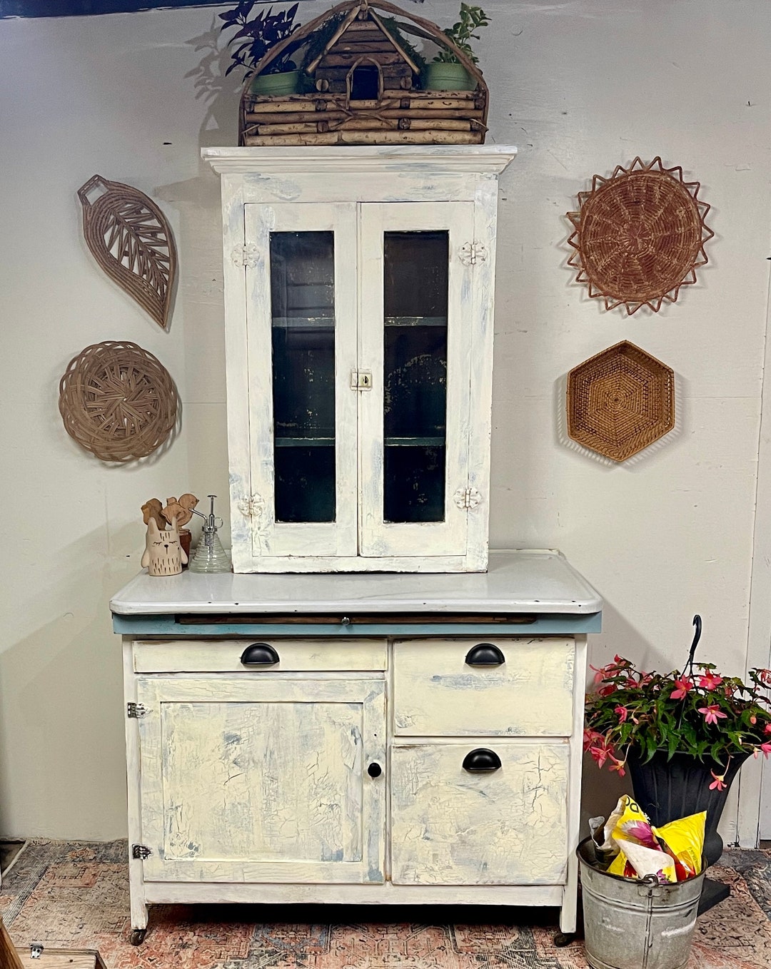 Antique Hoosier Style Work Table Cabinet - Etsy