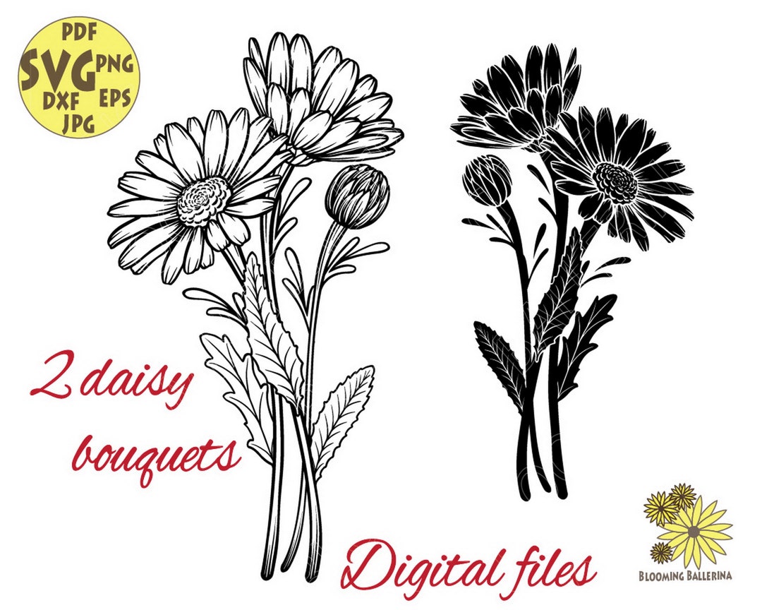 Daisy Flower Bouquet Svg, Wild Flowers Svg, Daisy Svg, Plant Svg ...