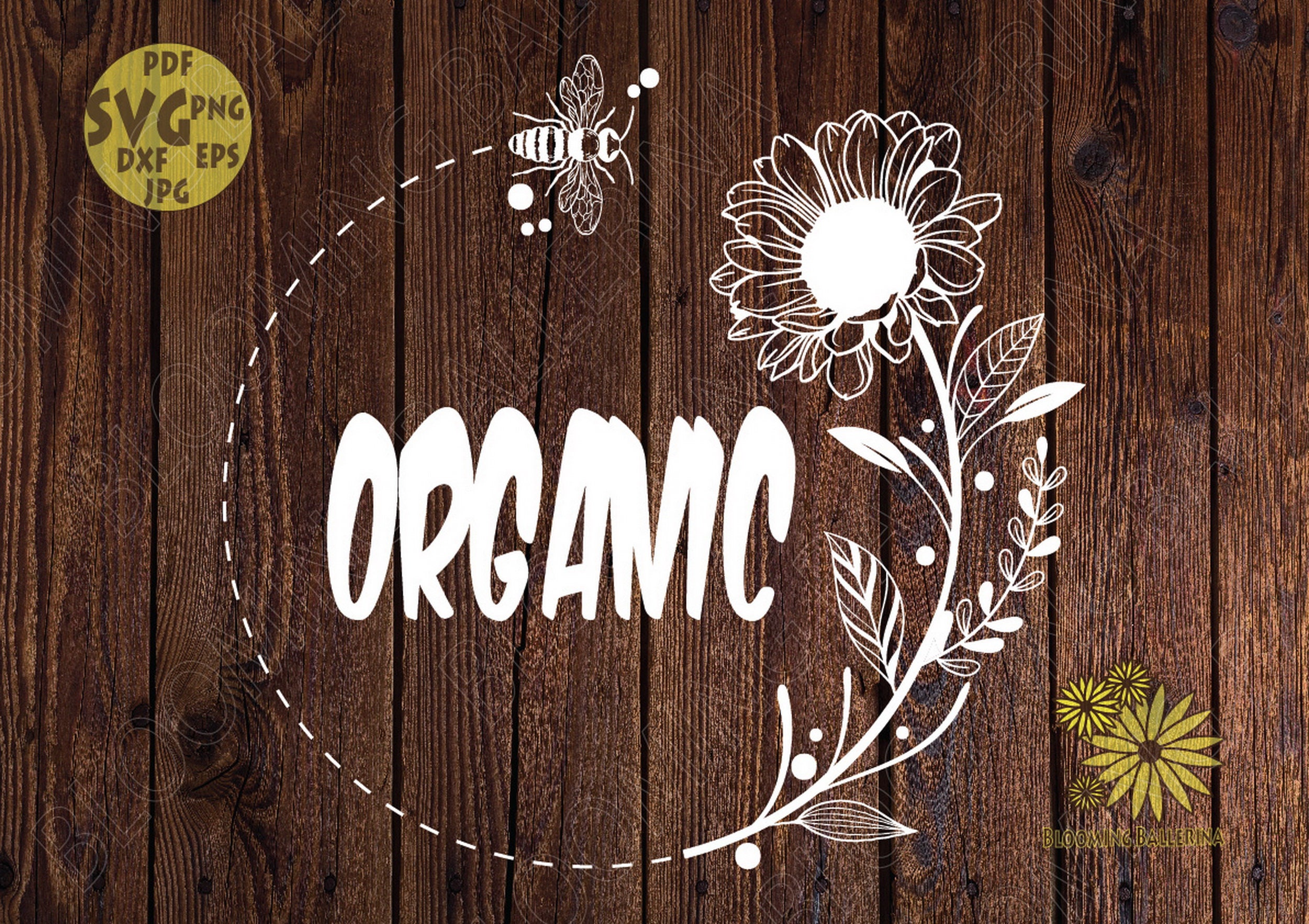 Botanical Circle Frame With Sunflower and Bee Svg Filebee - Etsy