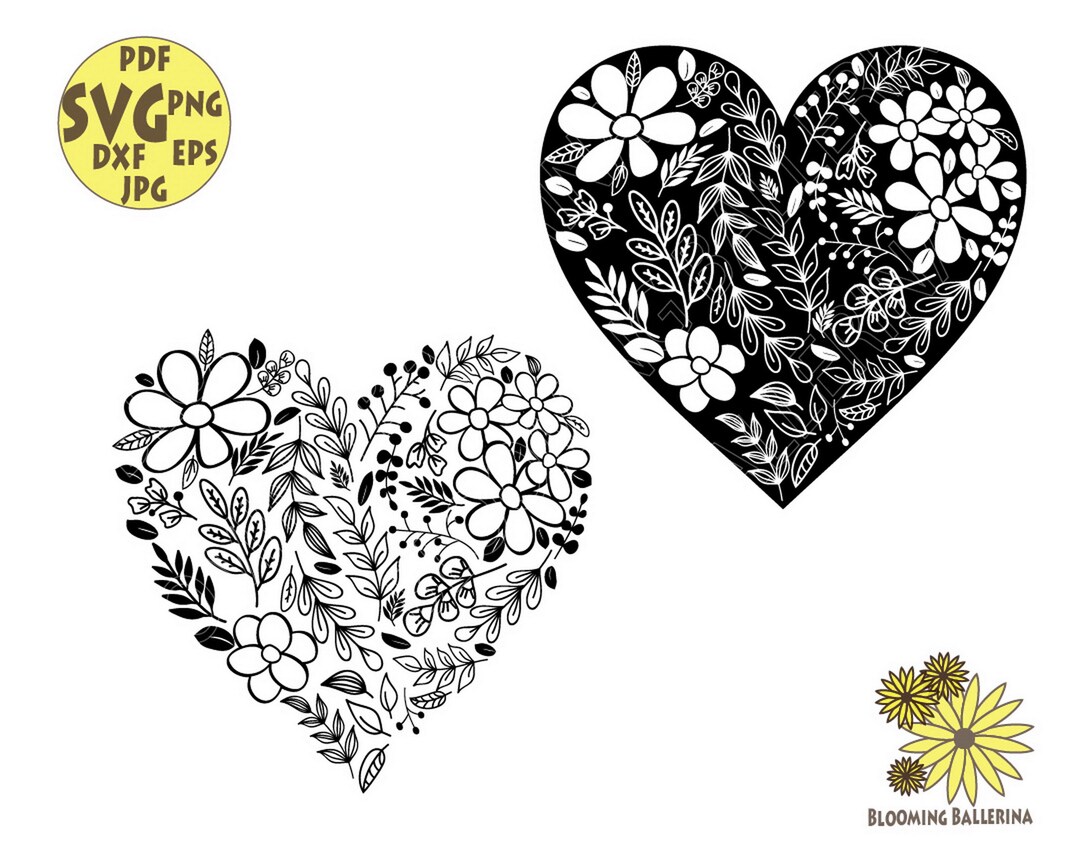 Heart of Flowers Svg, Flowers Svg, Valentines Heart Clipart, Flowers ...