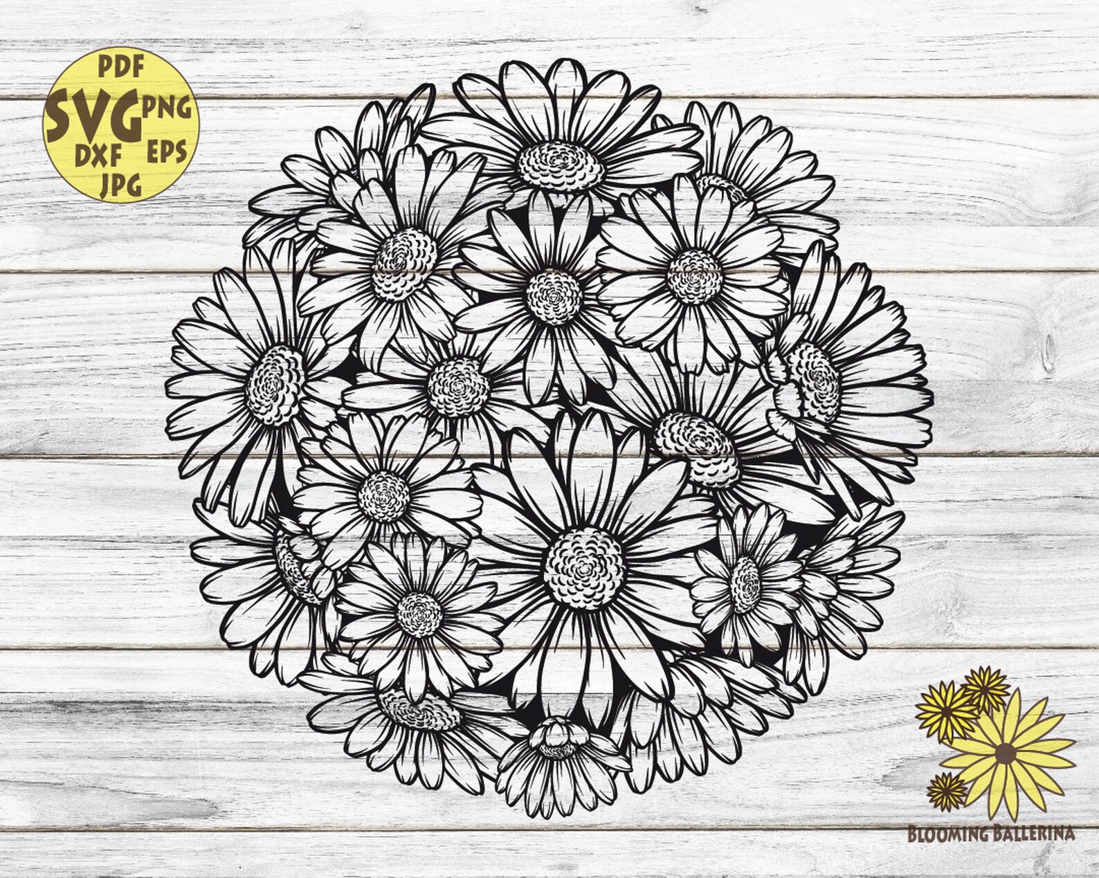Floral Svg Floral Frame Svg Daisy Svg Flower Circle Svg | Etsy