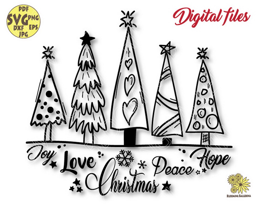 Joy Hope Peace Love Christmas Svg, Christmas Tree Svg, Joy Svg, Peace ...