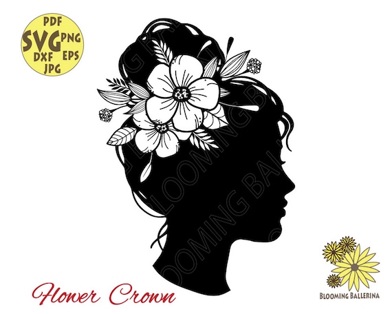 Womans Face SVG File Flower Crownwoman Head Svg Female Svg - Etsy