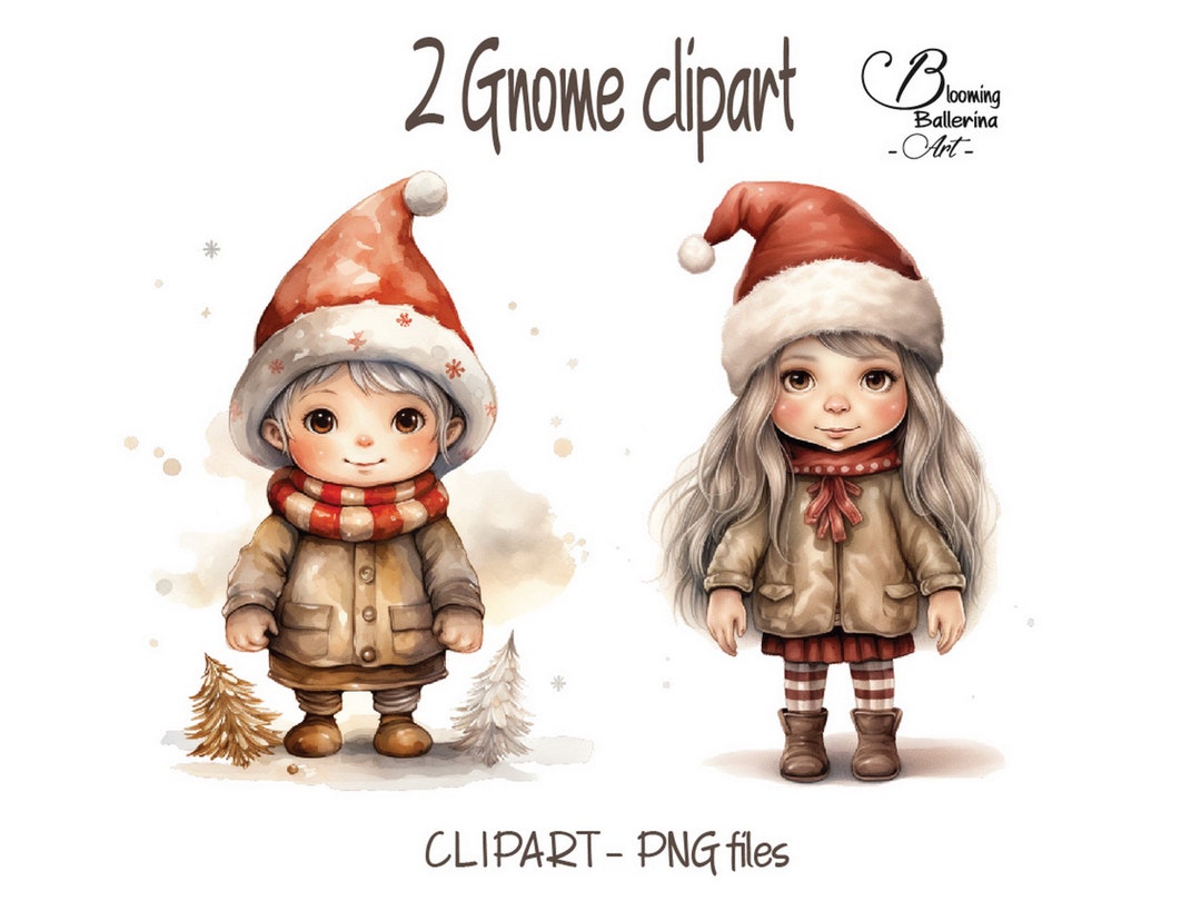 2 Gnomes Clipart, Girl Gnome Clipart, Boy Gnome Clipart, Christmas ...