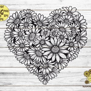 Floral Svg, Daisy Svg, Heart Svg, Daisies Svg, Spring Svg, Wedding ...