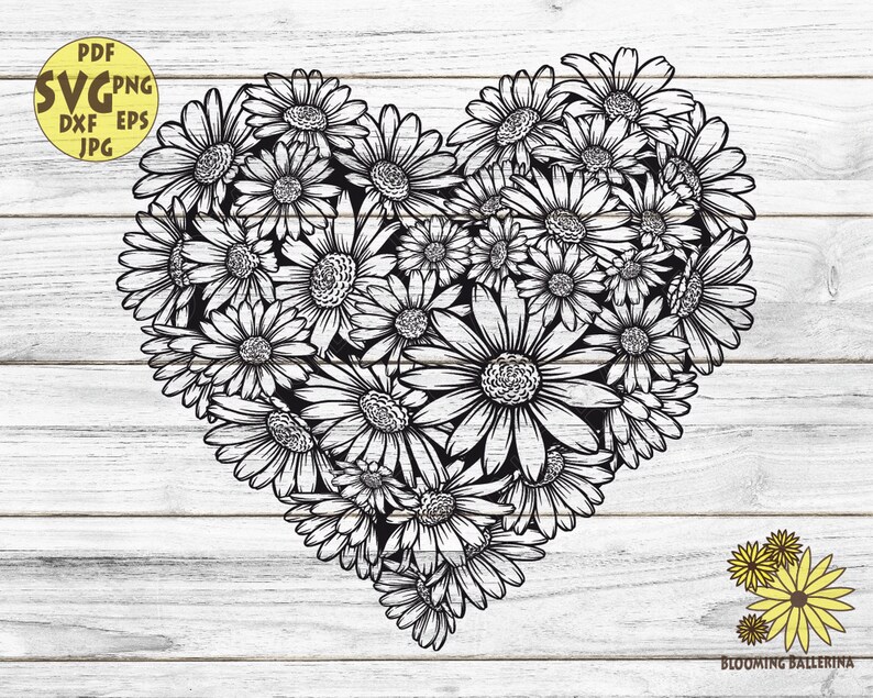 Floral Svg Daisy Svg Heart Svg Daisies Svg Spring Svg | Etsy