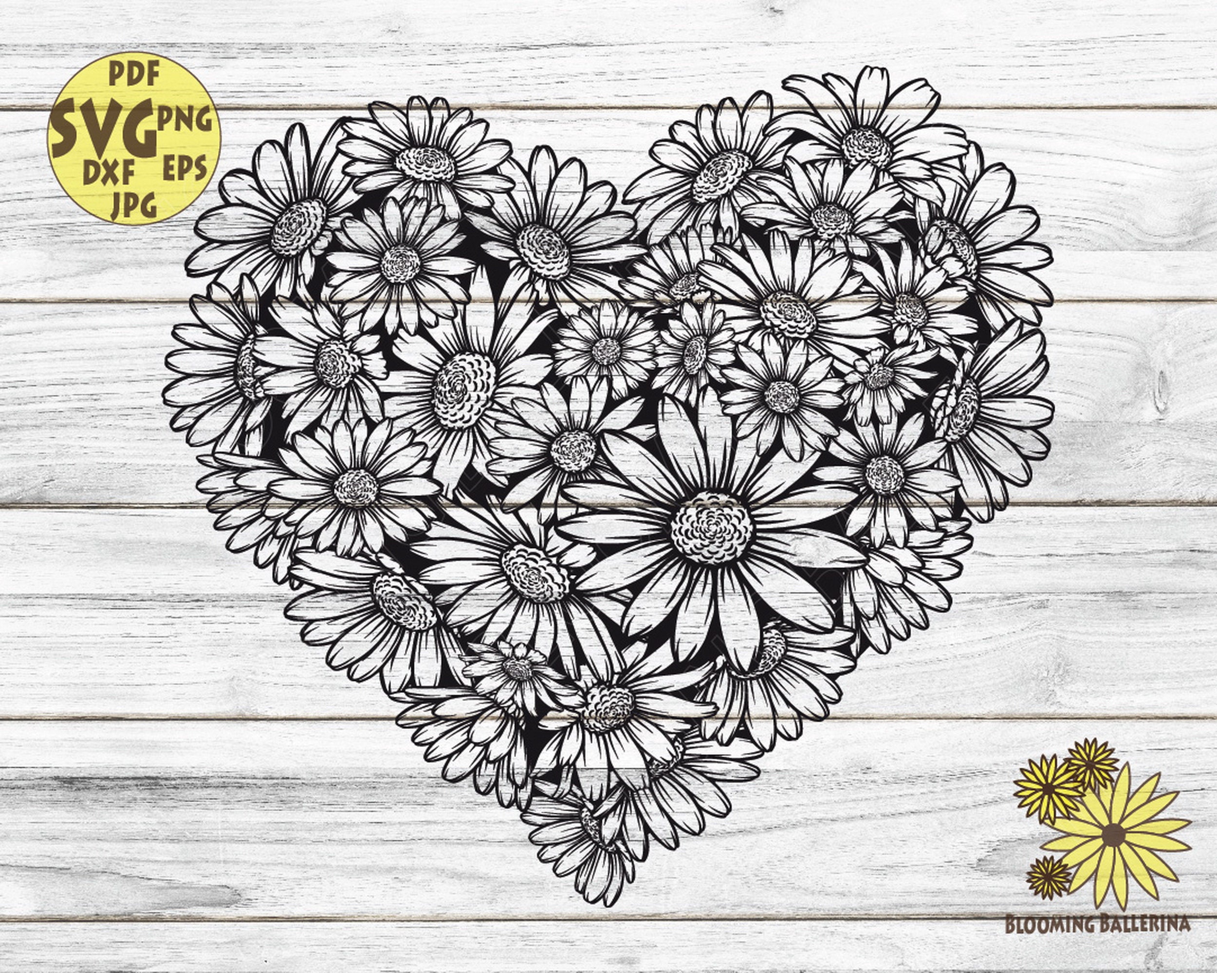 Floral Svg, Daisy Svg, Heart Svg, Daisies Svg, Spring Svg, Wedding ...