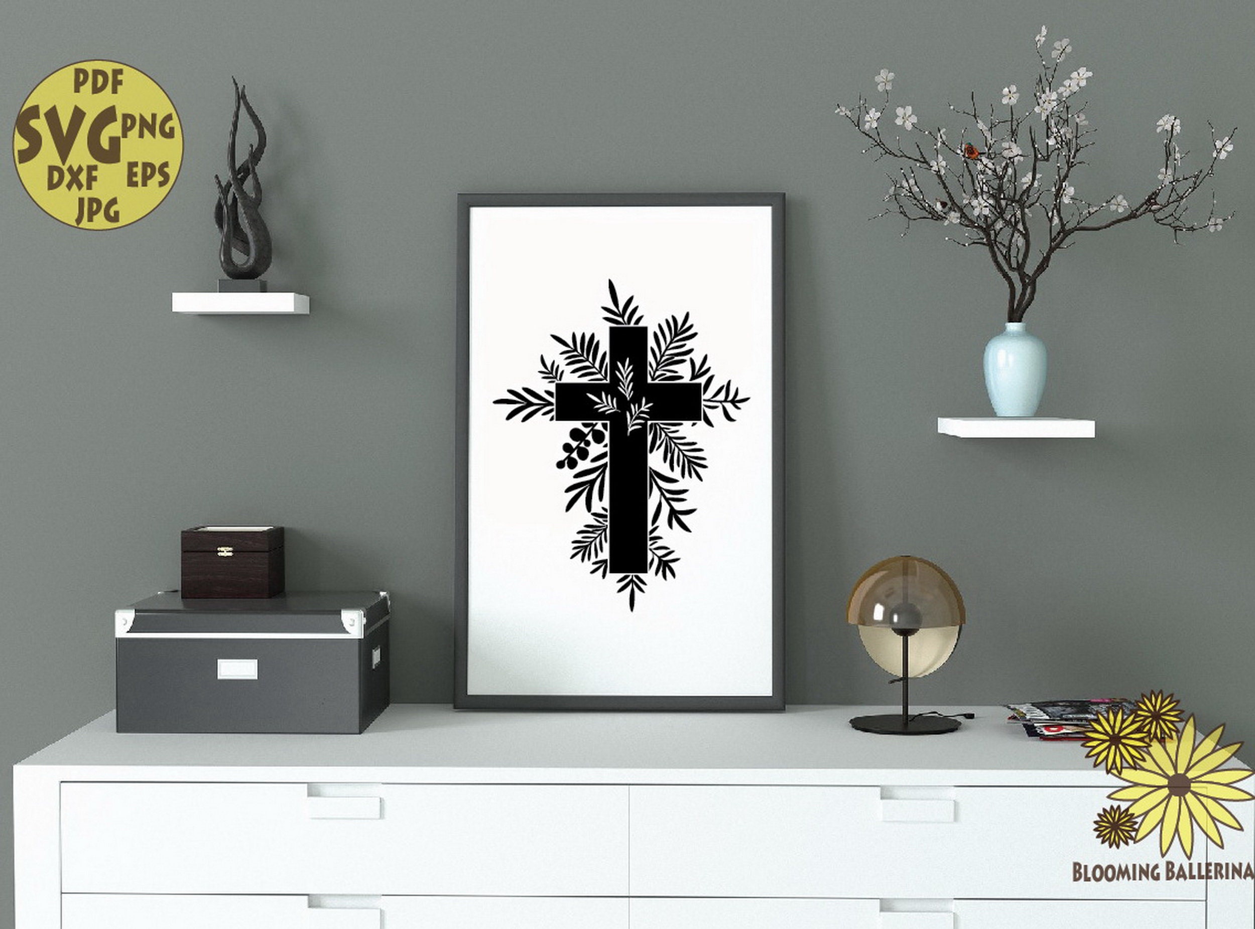 Cross Leaves SVG, Leaf Cross SVG File, Cross Laurel,religious Svg ...