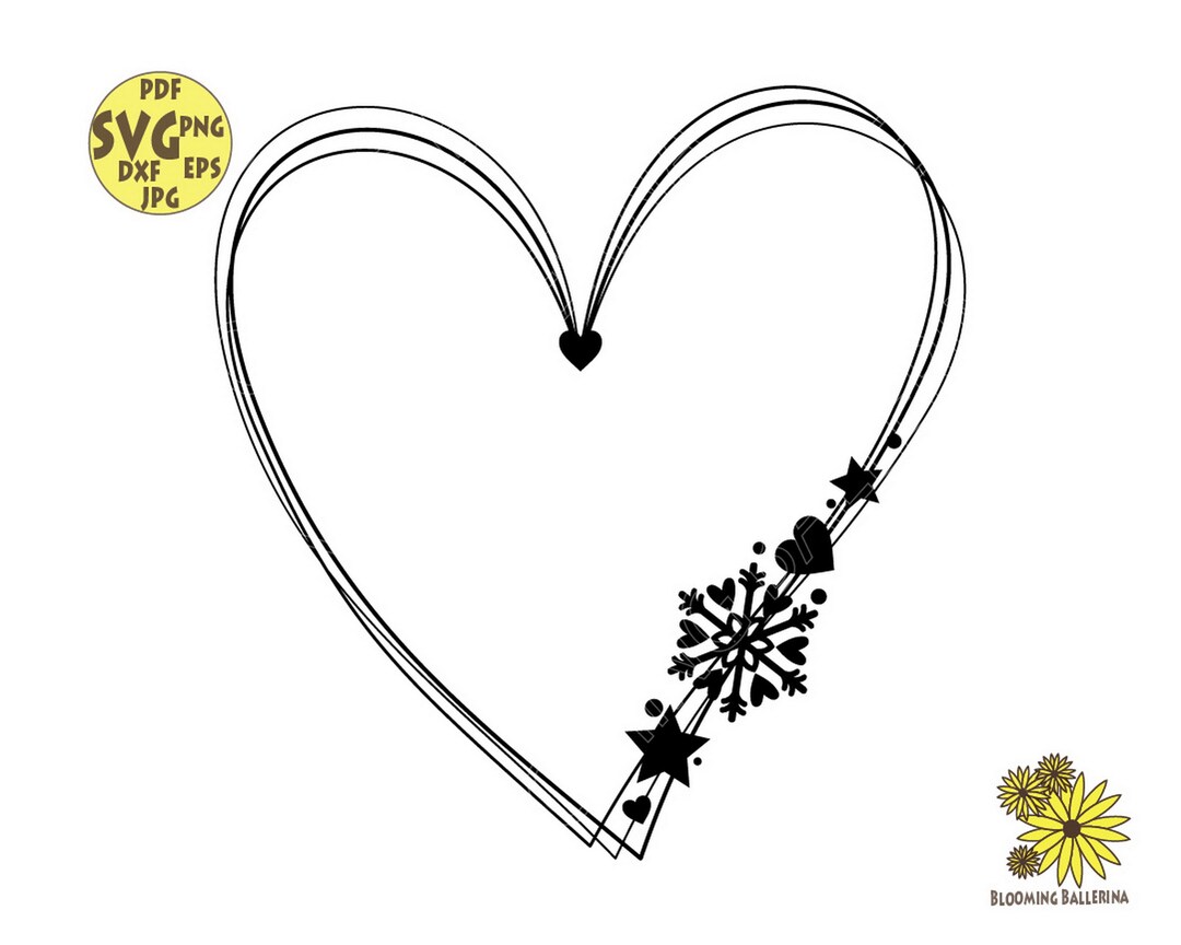 Christmas Frame Svg, Heart Shape Frames Svg, Frame Snowflakes Svg ...