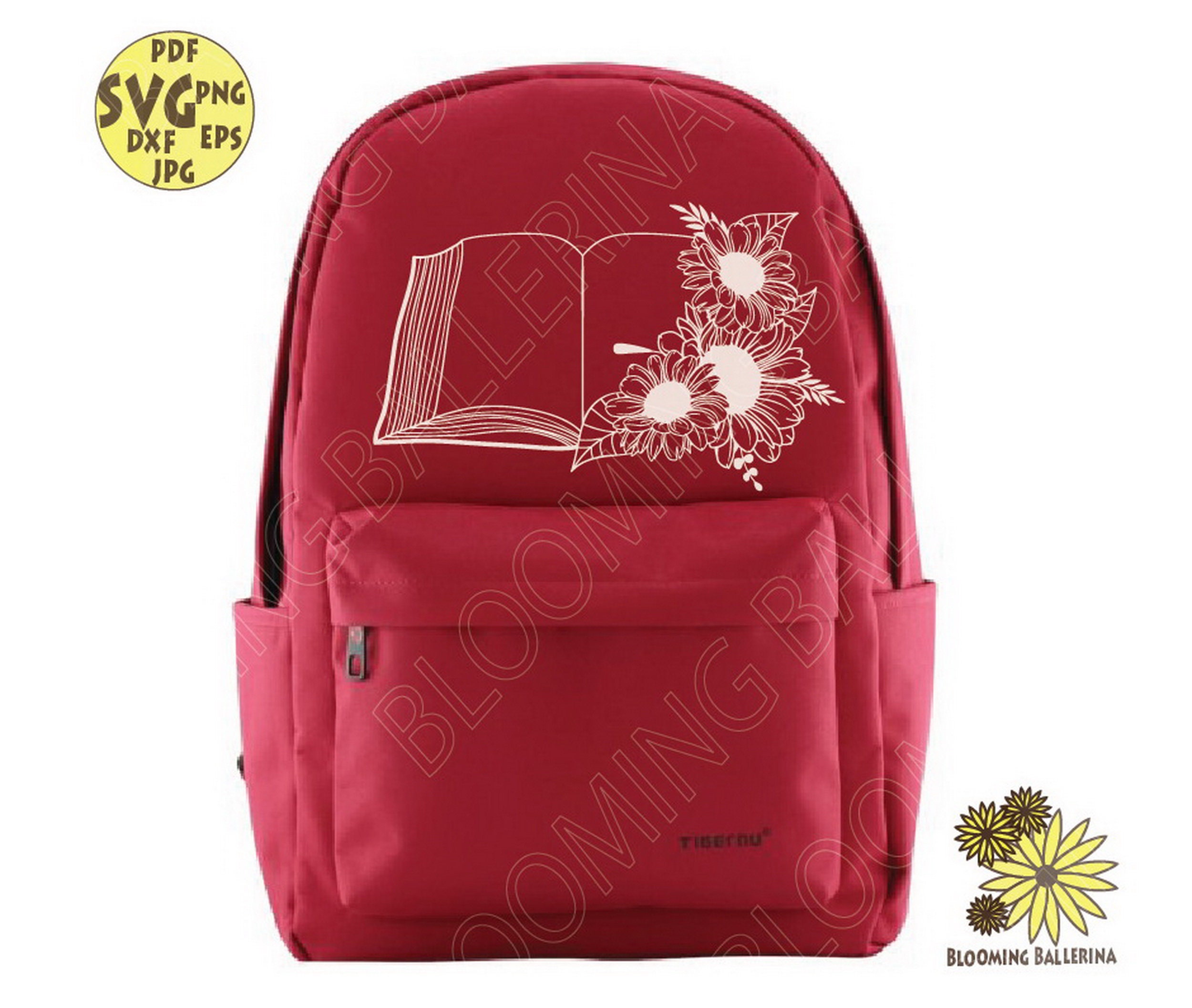 Flower Book With Sunflowers Svg, Floral Open Book Svg File, Reading Svg ...
