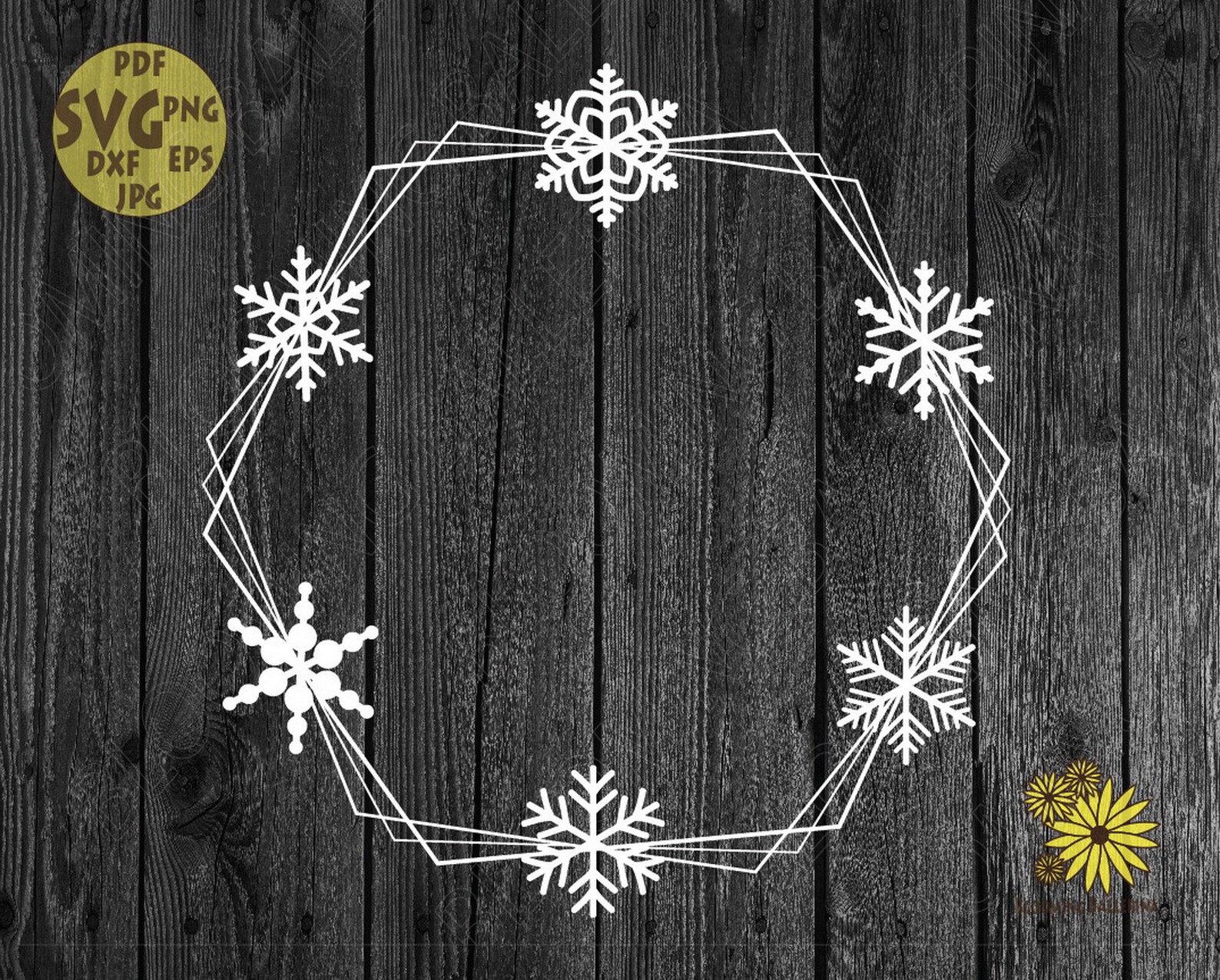 Christmas Frame Svg Hexagonal Frames Svg Frame Snowflakes - Etsy