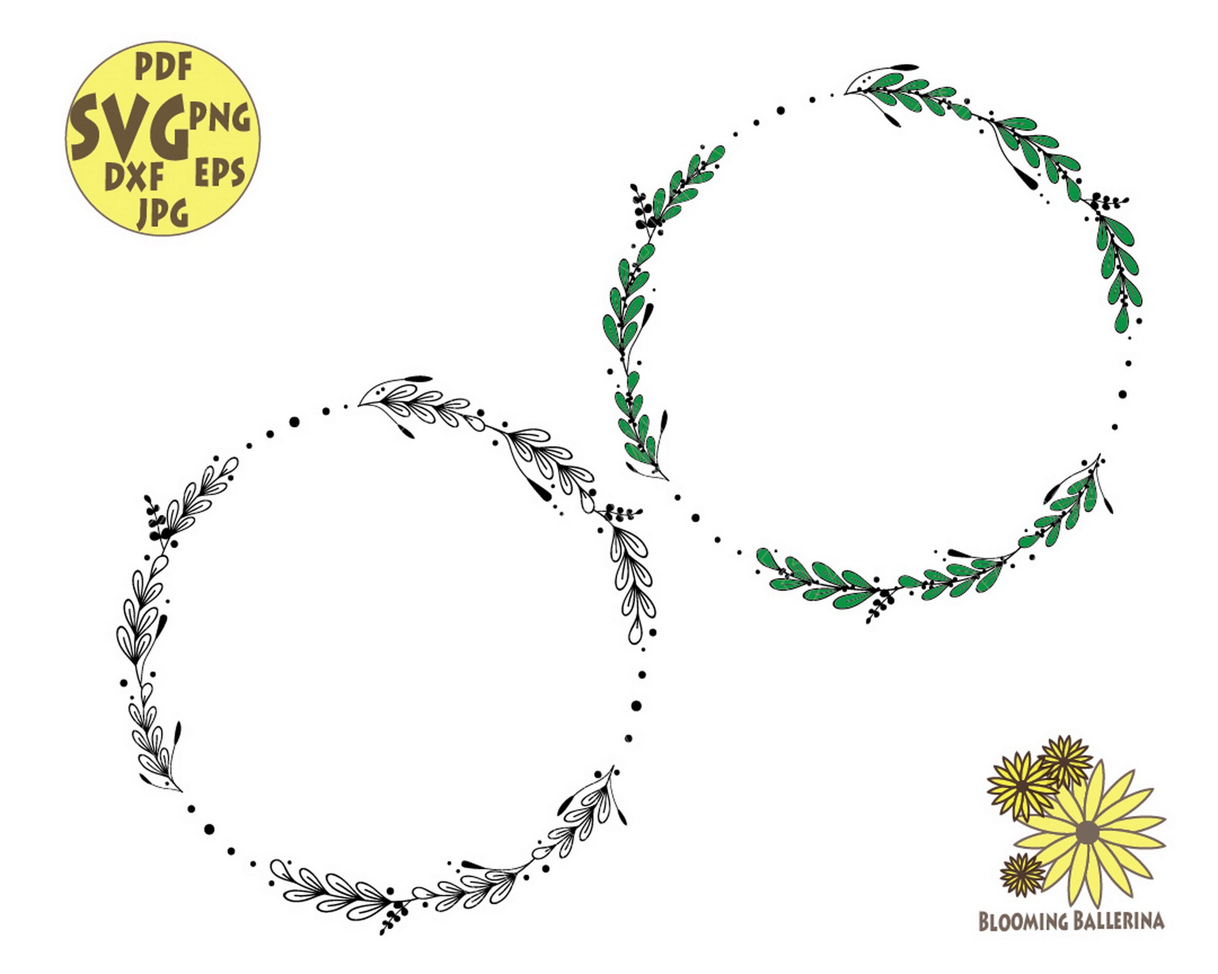 Krans SVG Maretak Svg Leaves Round Frame SVG bestand Laurel | Etsy ...