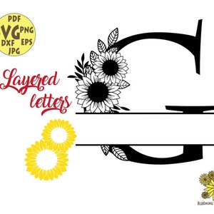 30 Sunflower Monogram Letters SVG, Floral Alphabet Svg, Flower Alphabet ...