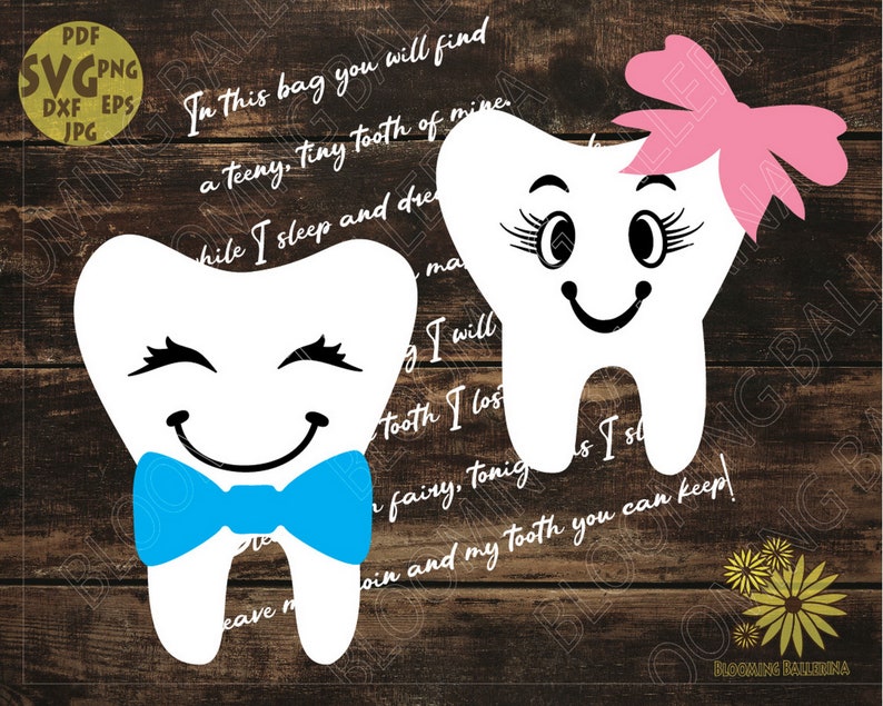 Girl and Boy Tooth Svg Tooth Fairy Bag SVG White Tooth SVG - Etsy