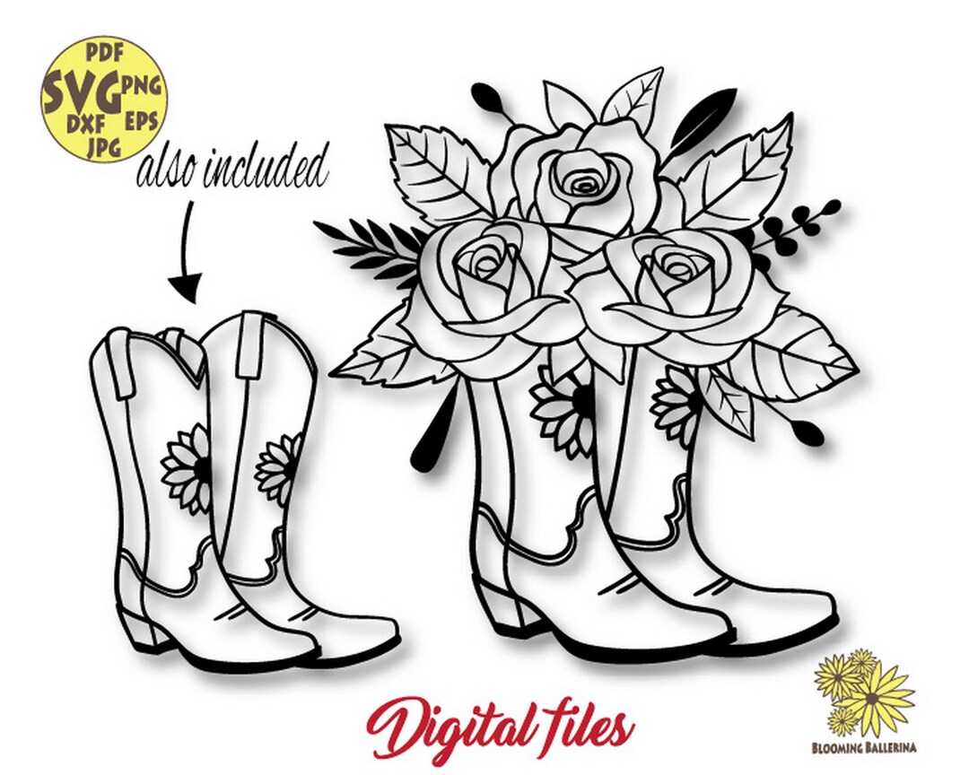 Flower Boots Svg, Country Girl Svg, Boots Svg, Floral Cowgirl Svg ...