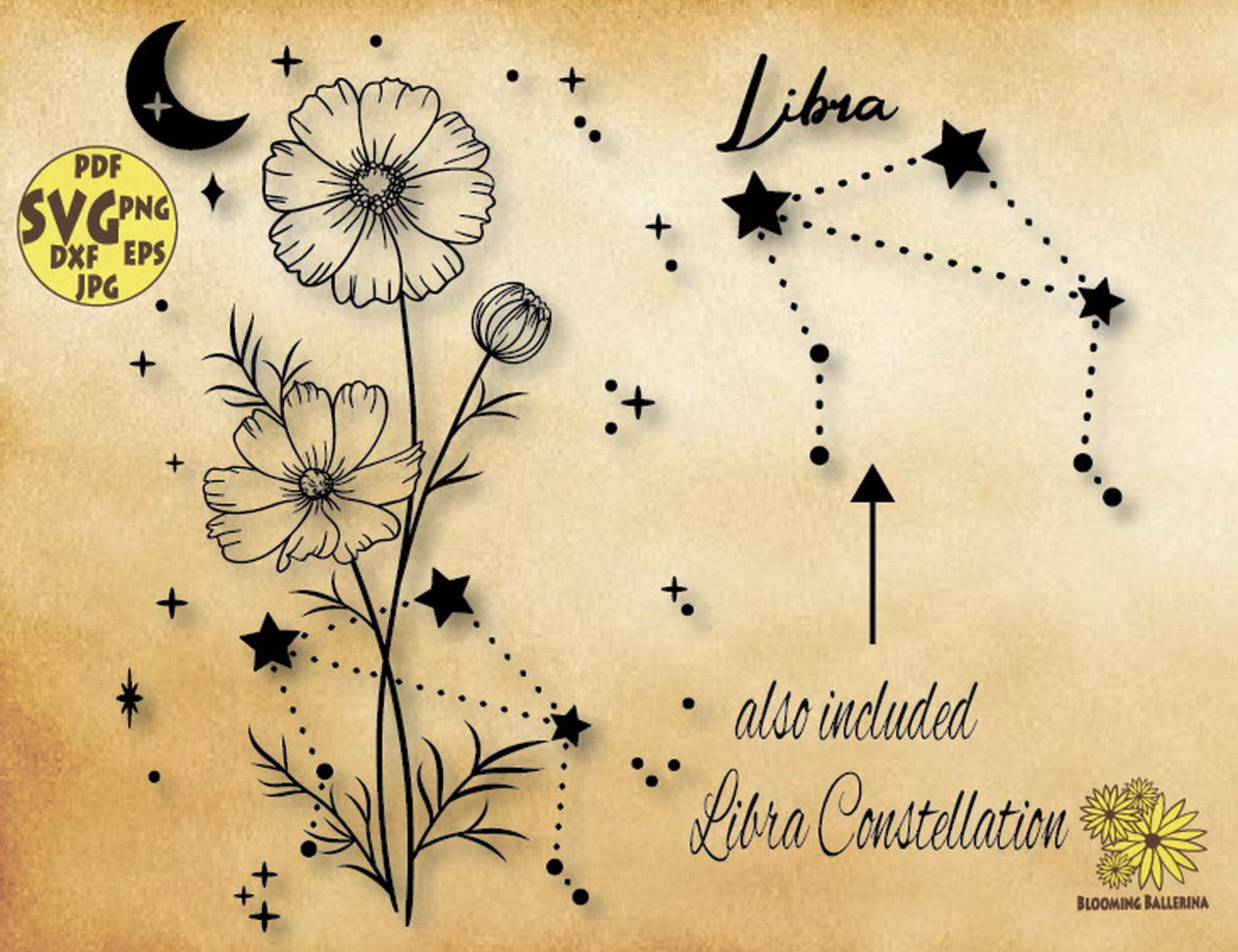 Cosmos Birth Flower Svg File October Birth Flower Svg Libra | Etsy Canada