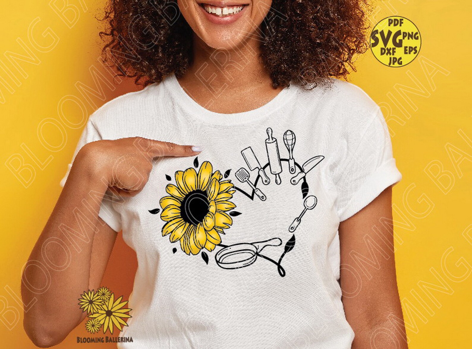 Flower Kitchen Utensils With Sunflower and Leaves Svg File | Etsy