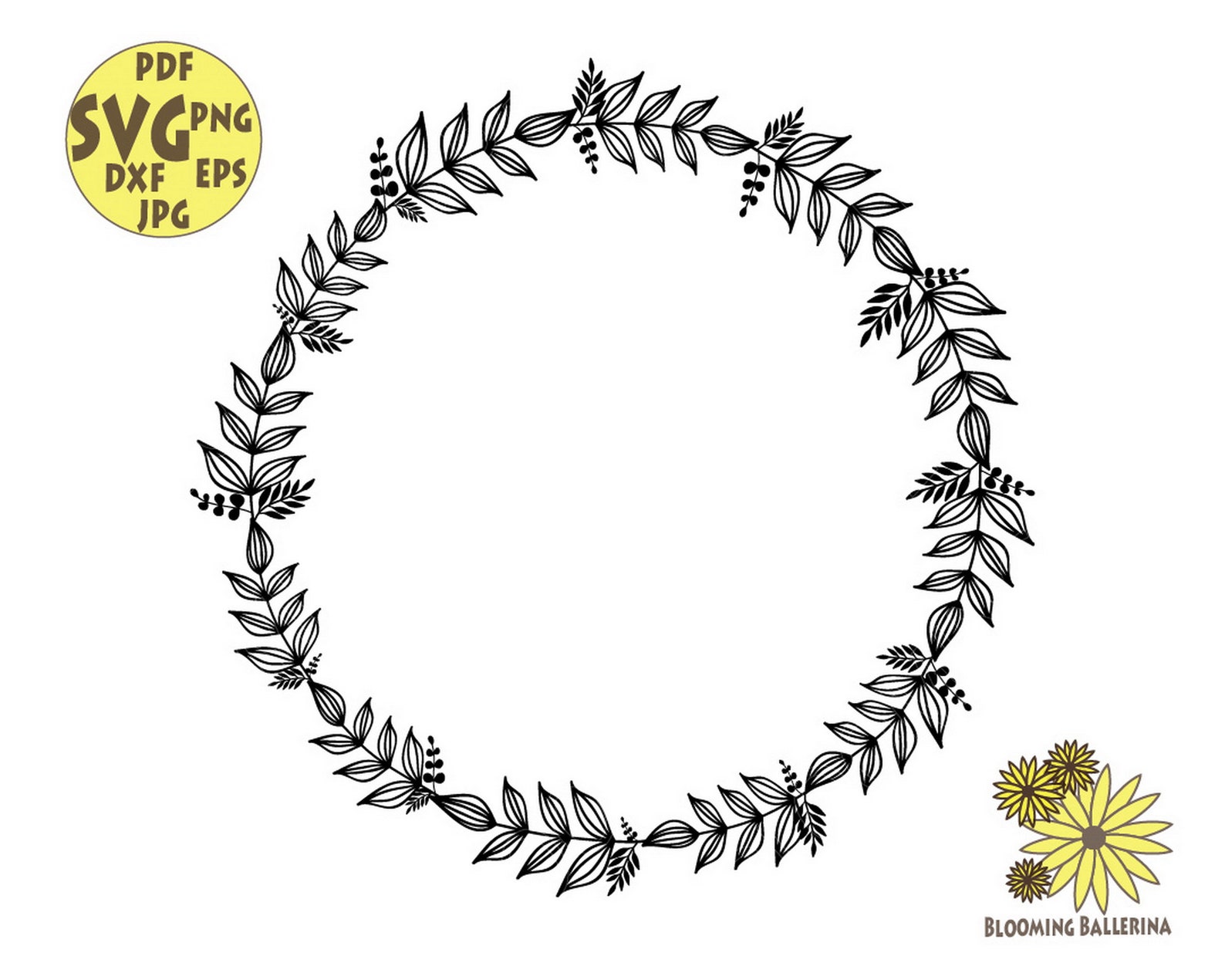 Wreath SVG Leaves Round Frame SVG File Laurel Leaves Wreath - Etsy