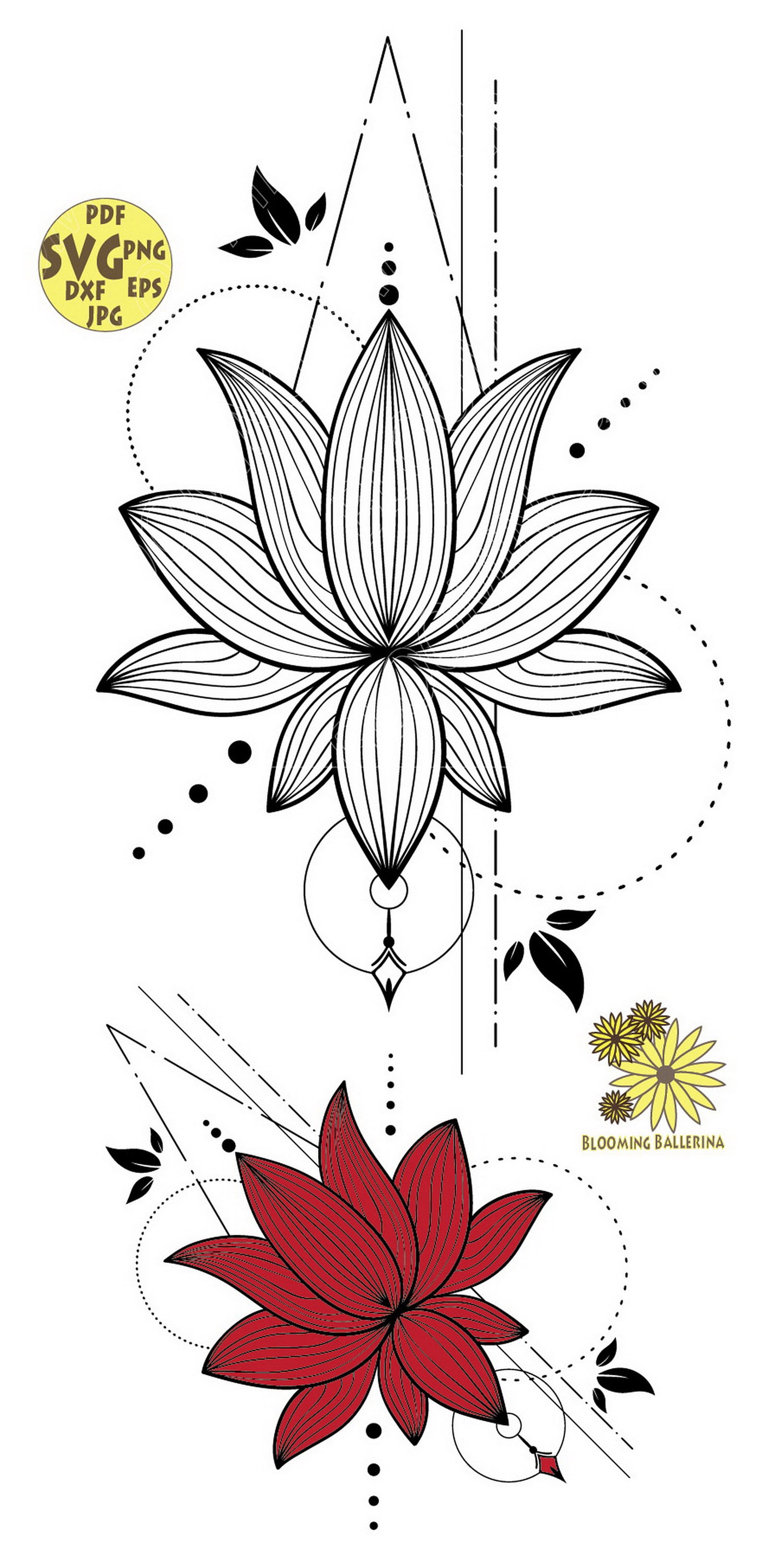Geometric Lotus Bouquet Svg File Lotus Flower Svg Tattoo Art - Etsy