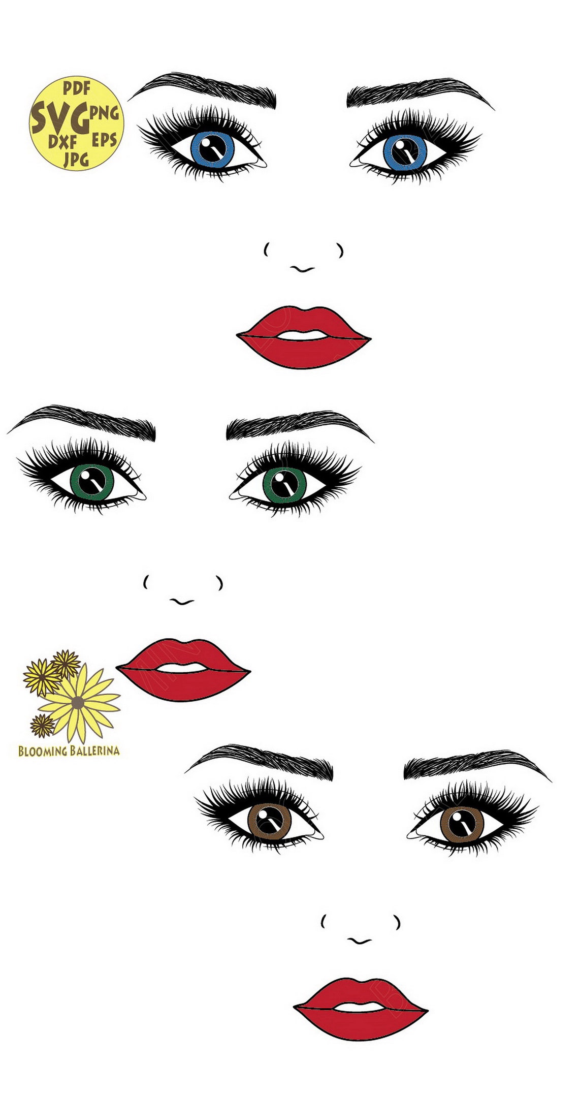 Green Eyes Svg Sexy Face SVG Lip Face Eyelashes SVG Face - Etsy UK