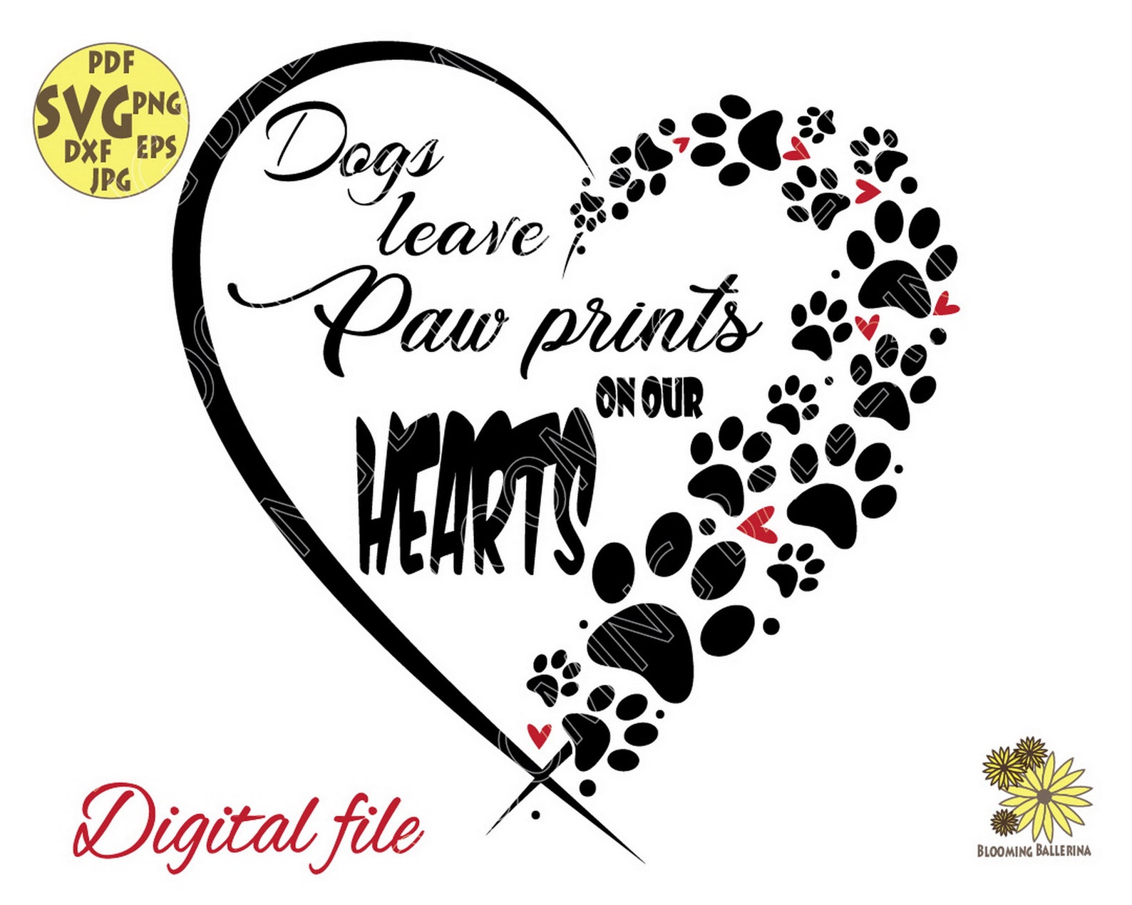 Dogs Leave Paw Prints on Hearts Svg File Dog Paw Svg Dog Mom - Etsy