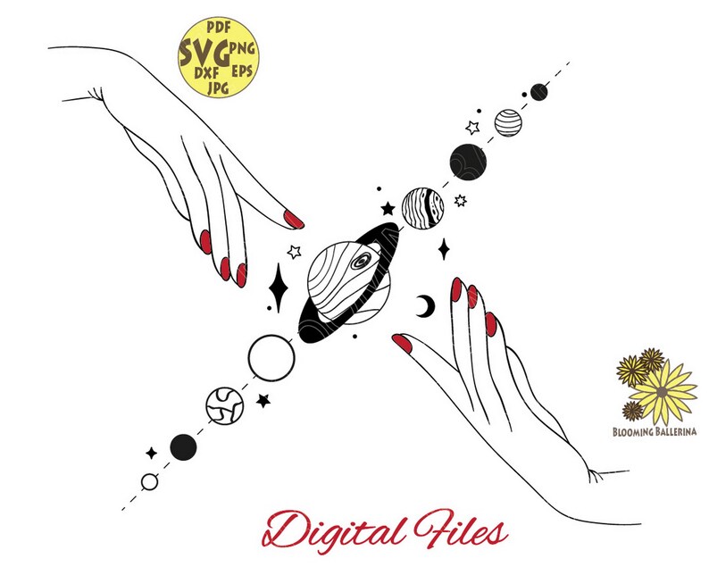 Woman Hands With Planets and Stars Svg File, Celestial Svg File, Space ...