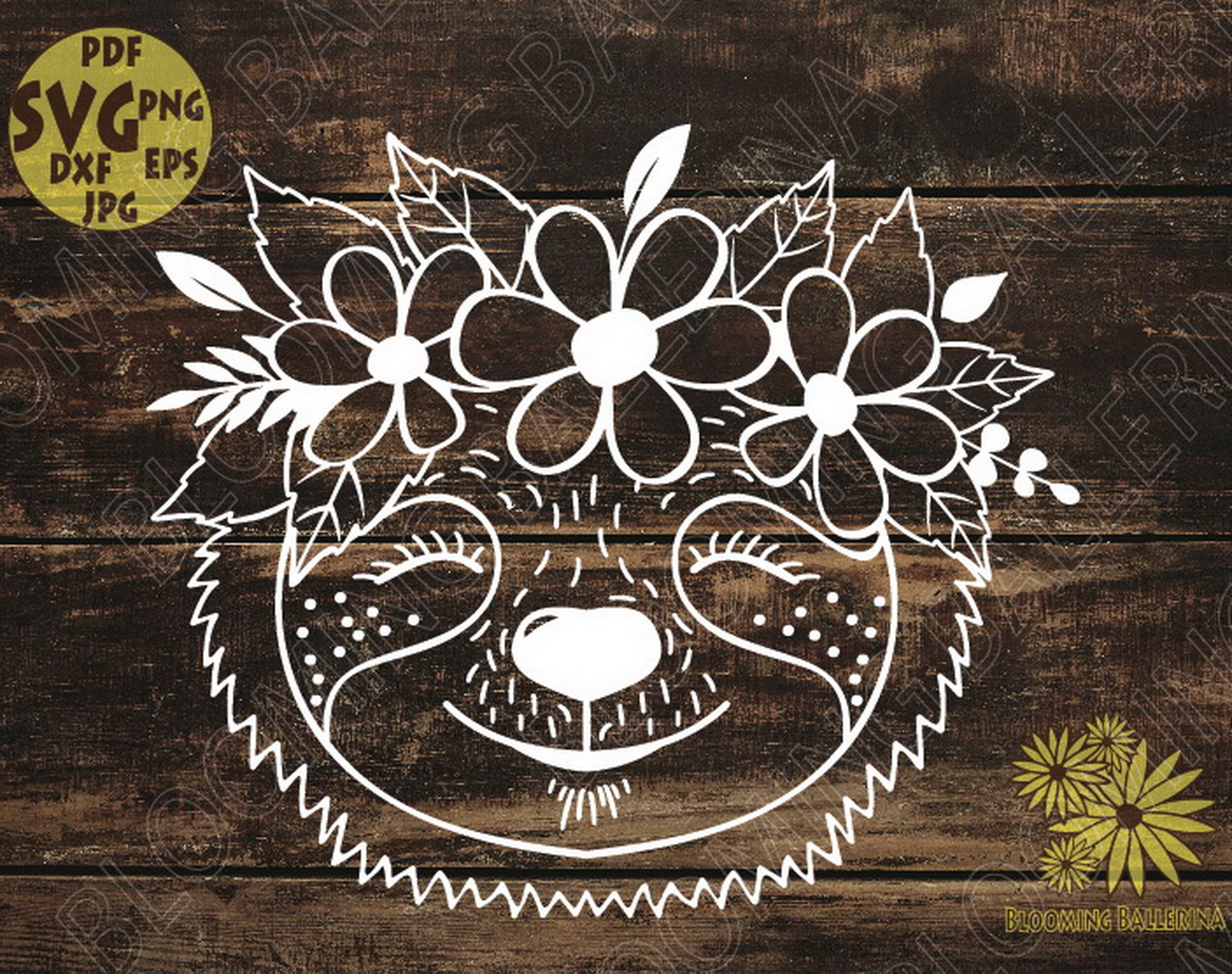 Happy Sloth With Flowers Svg File Flower Sloth Svg Floral - Etsy UK