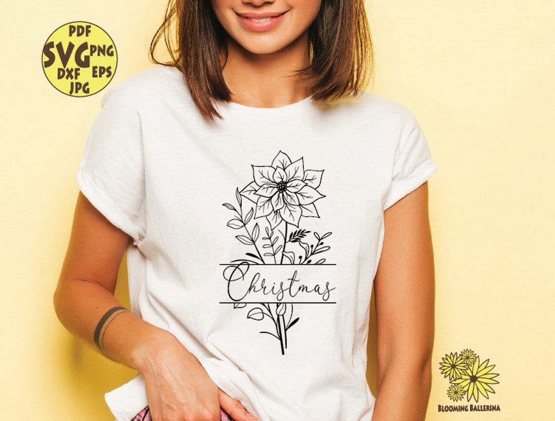 Monogram Poinsettia Birth Flower Svg File December Birth - Etsy