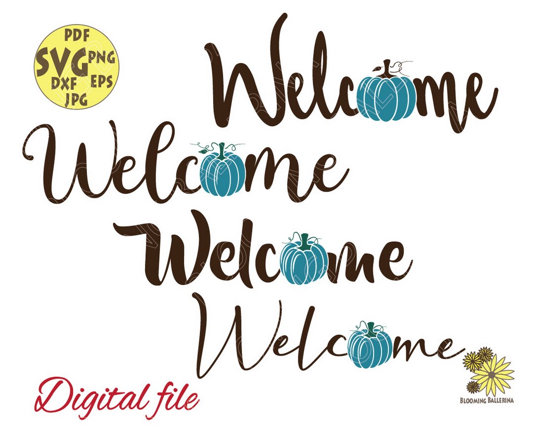 Welcome Pumpkin SVG, Halloween Svg, Autumn Teal Pumpkins Clipart ...
