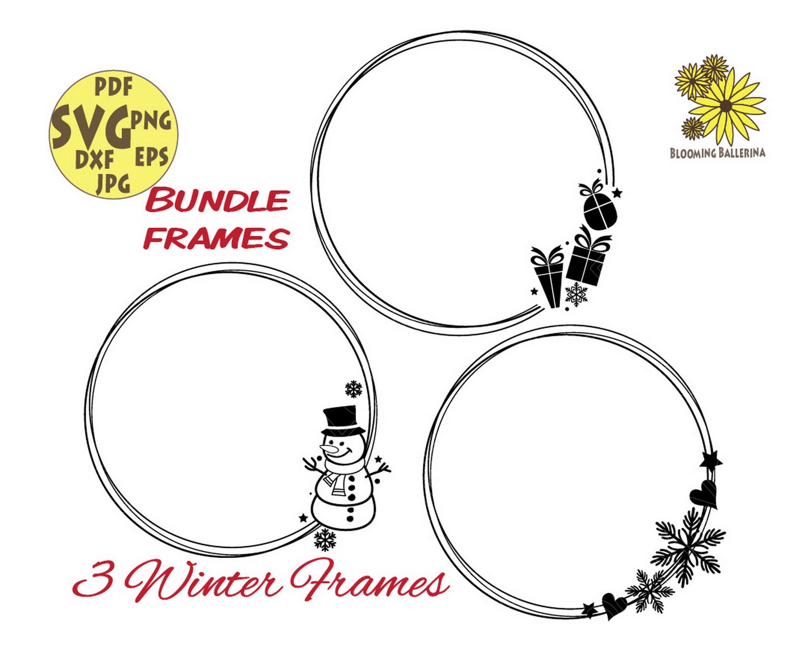 Christmas Frame Svg Frame Winter Presents Svgmonogram Winter - Etsy