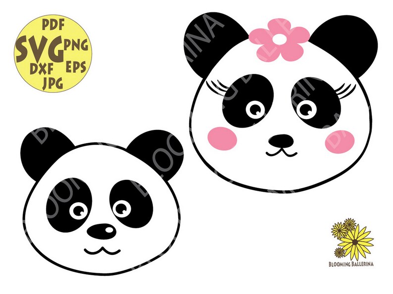 Panda Svg Panda Girl Svg Panda Boy SVG Panda Girl Flower | Etsy