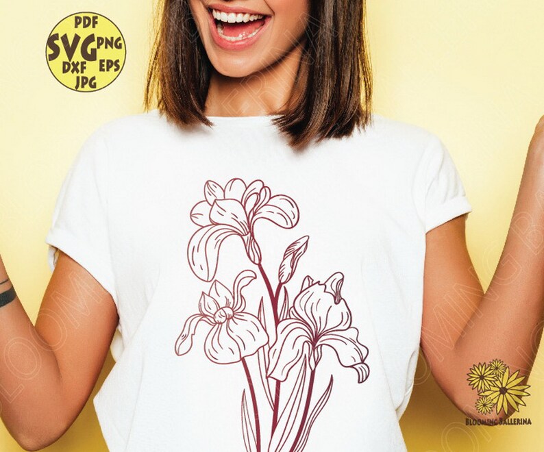 Iris Flower Bouquet Svg File February Birth Flower Svg Iris - Etsy