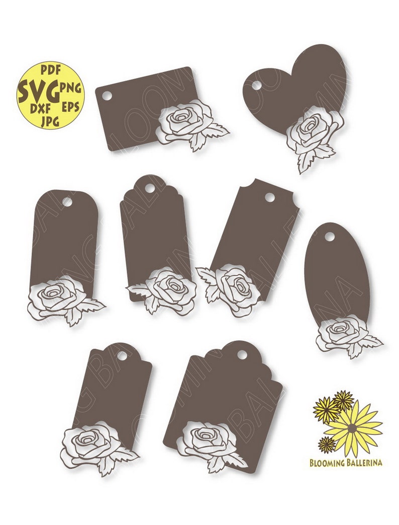 Flower Bundle Tags With Roses Svg File Gift Tags Svg Tags - Etsy
